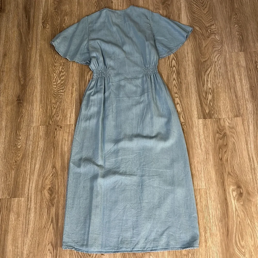 Zara | Dresses | Zara Light Blue Midi Buttonfront Dress | Poshmark